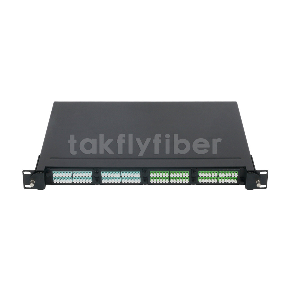 1U Rack Mounted MPO LC Cassette LC 96 Fibers Splicing OS2 OM3 OM4 OM5