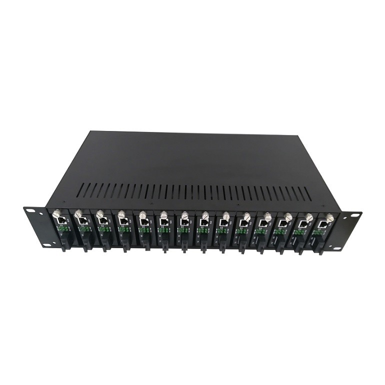 2U 19 Inch 14 Slots Rack Mount Chassis For Fiber Optic Media Converter