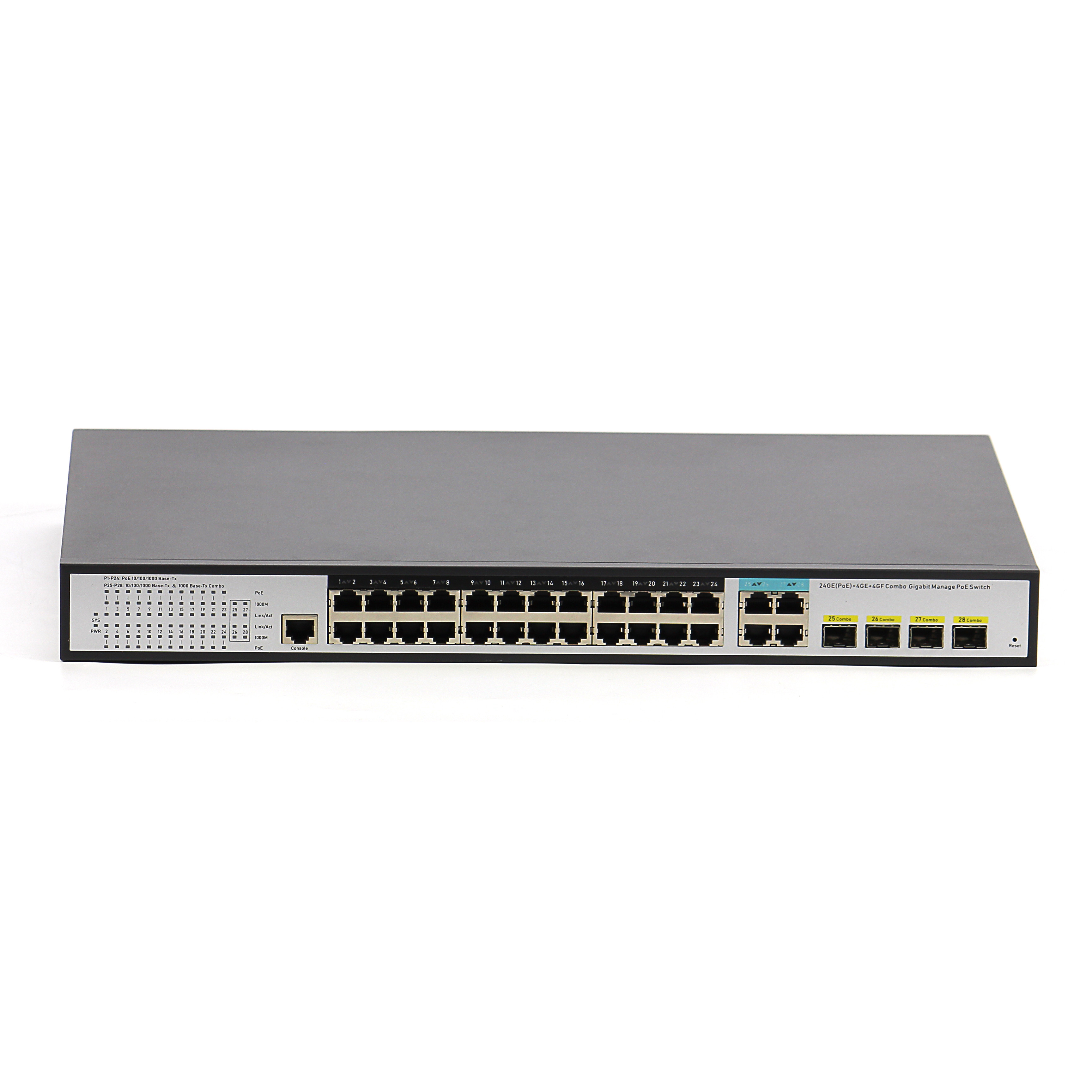 4 Ethernet Fiber Switch Managed 10/100/1000M POE Switch 24 RJ45 POE 4 ...