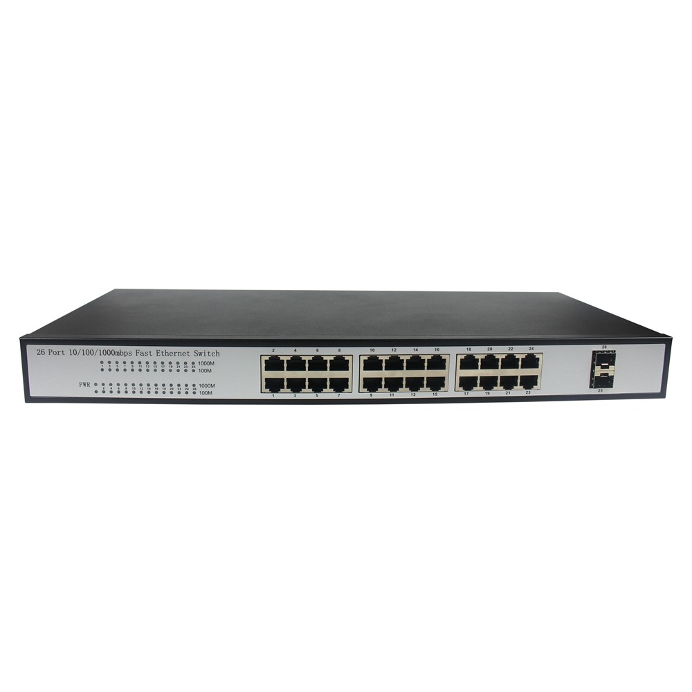 24 RJ45 Ethernet + 2 SFP Port Ethernet Fiber Switch Gigabit Ethernet ...