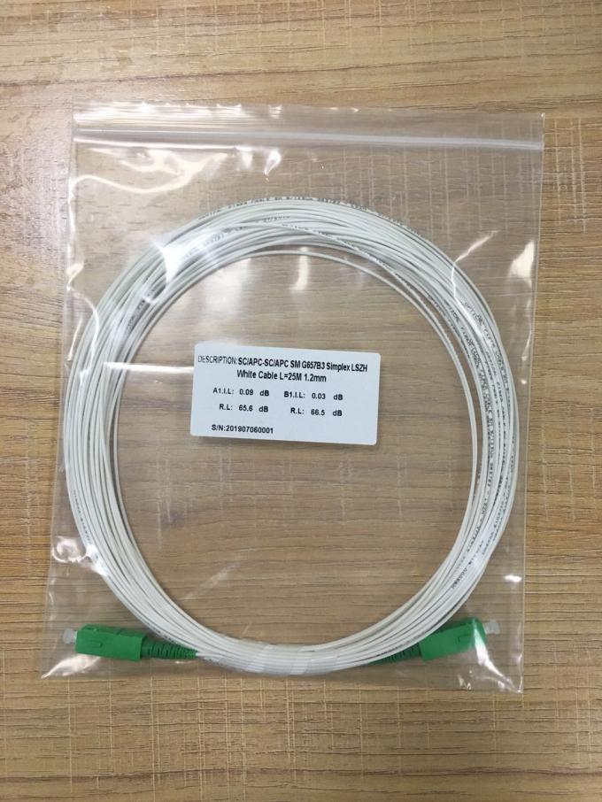 G657B3 Small Bending Radius Fiber Optic SM White 3.0mm SC SC Patch Cord